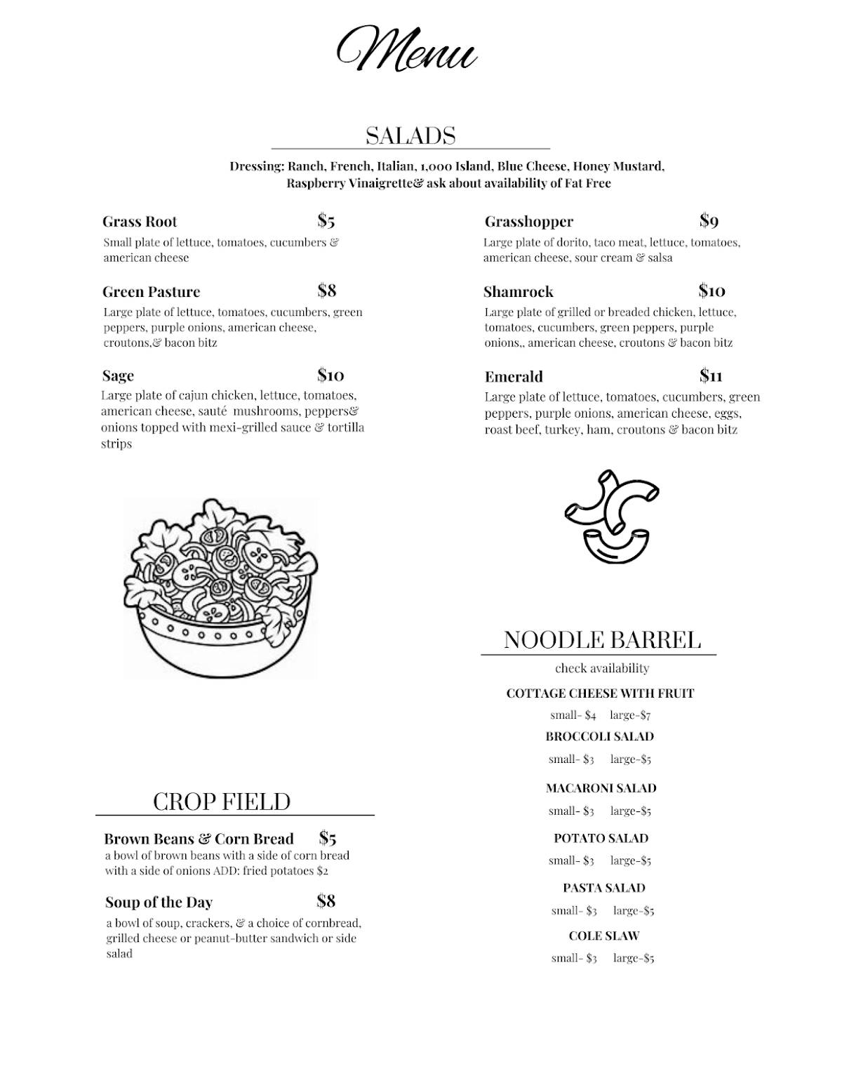 Menu at Momma Joan's Diner restaurant, Gap Mills