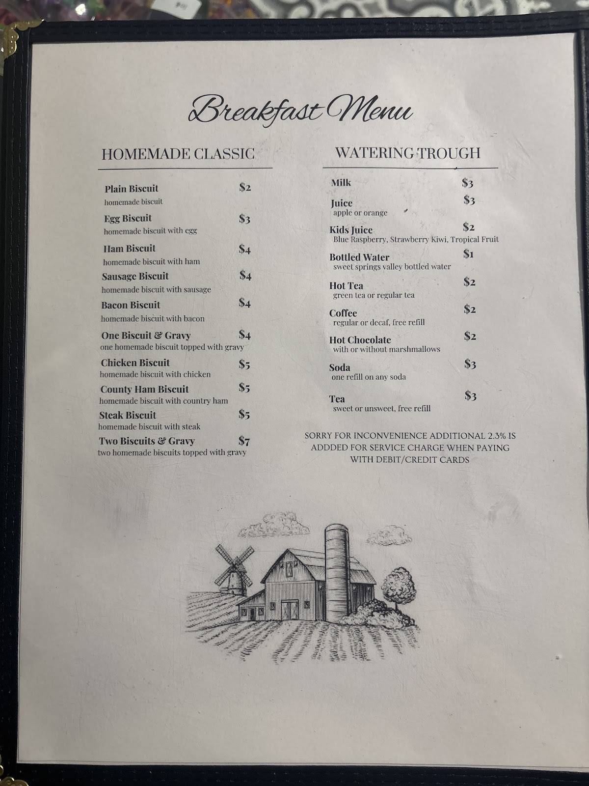 Menu at Momma Joan's Diner restaurant, Gap Mills