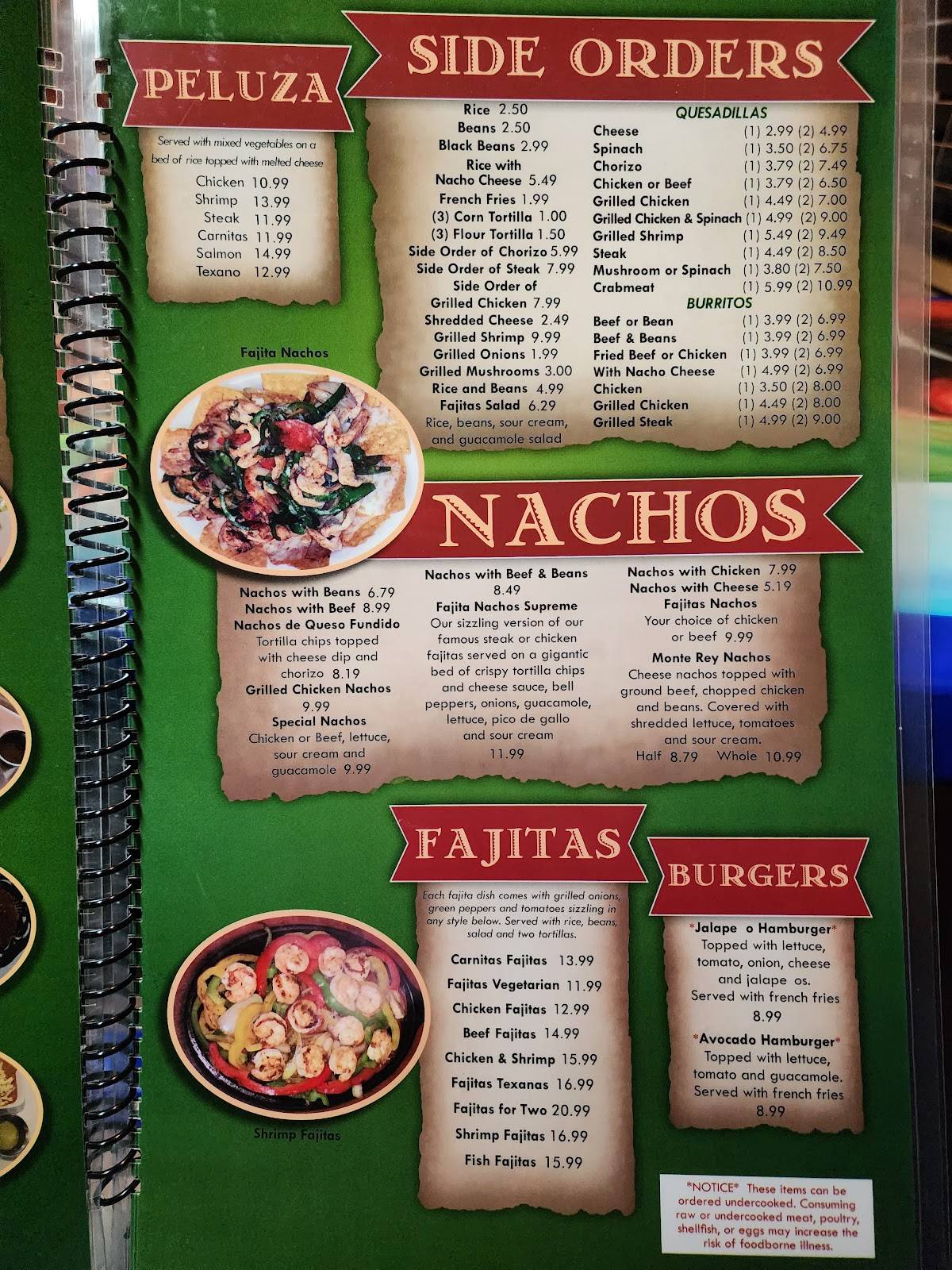 Menu at Monte De Rey Mexican Restaurant, Clemmons, Harper Rd