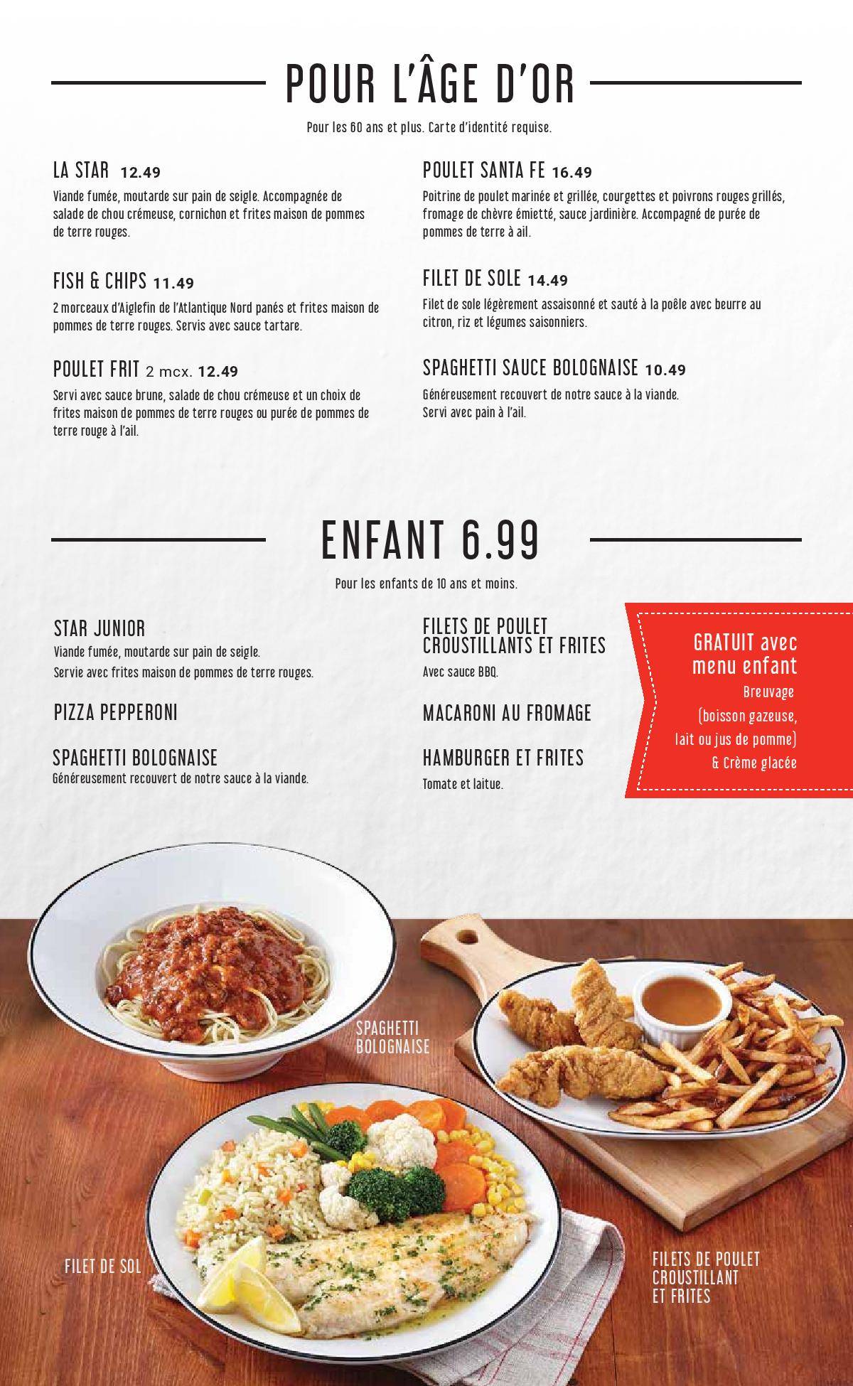 Menu au Nickels Deli restaurant, Saint-Jérôme
