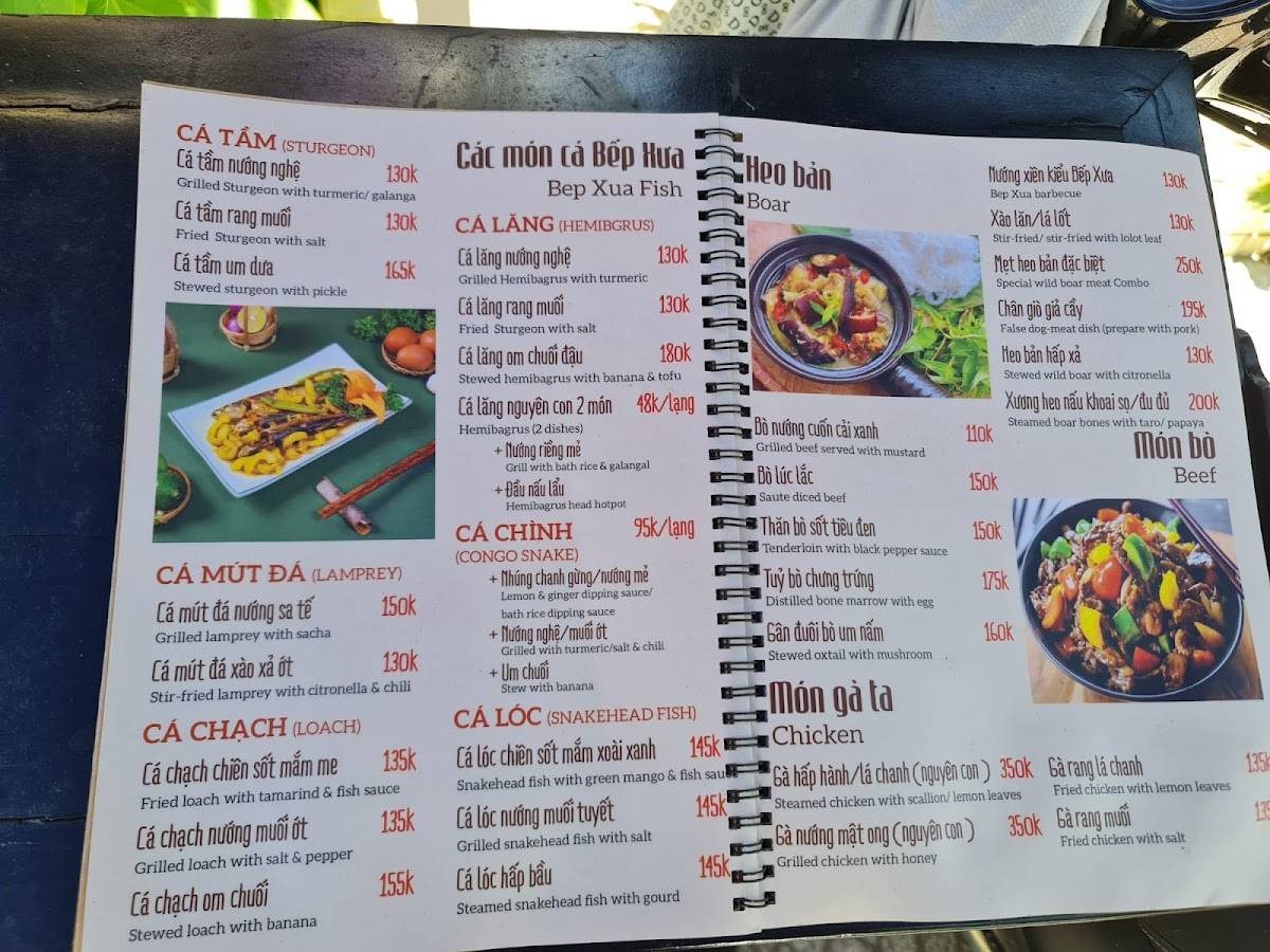Menu at Nhà Hàng Bếp Xưa restaurant, Da Nang