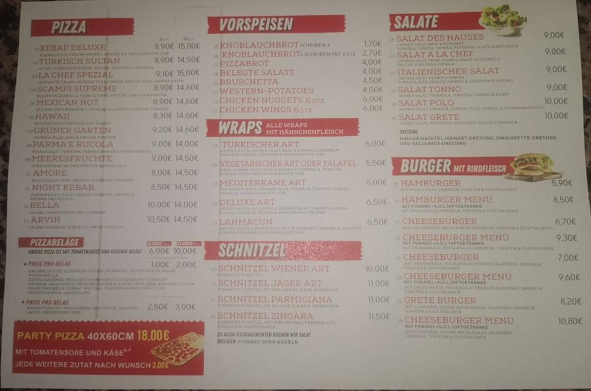 Speisekarte von Night Kebab restaurant, Sulzbach/Saar