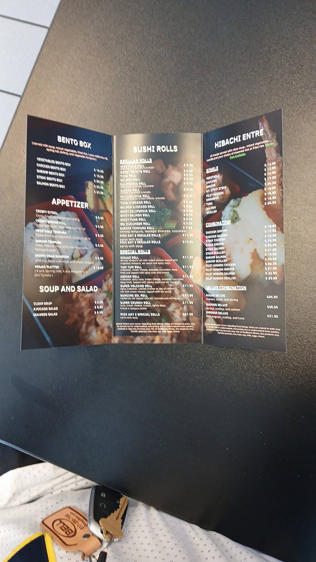 Menu at Ninjaz Japanese Grill Express restaurant, Adrian
