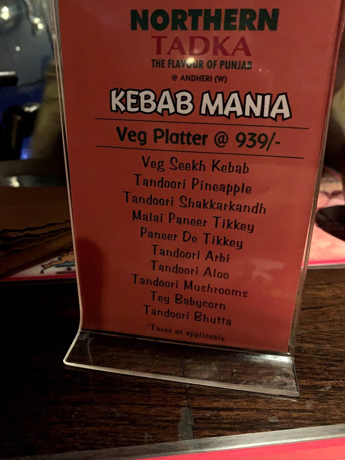 Menu at Northern Tadka, Mumbai, First Floor, DE Mall, Veera Desai Rd ...