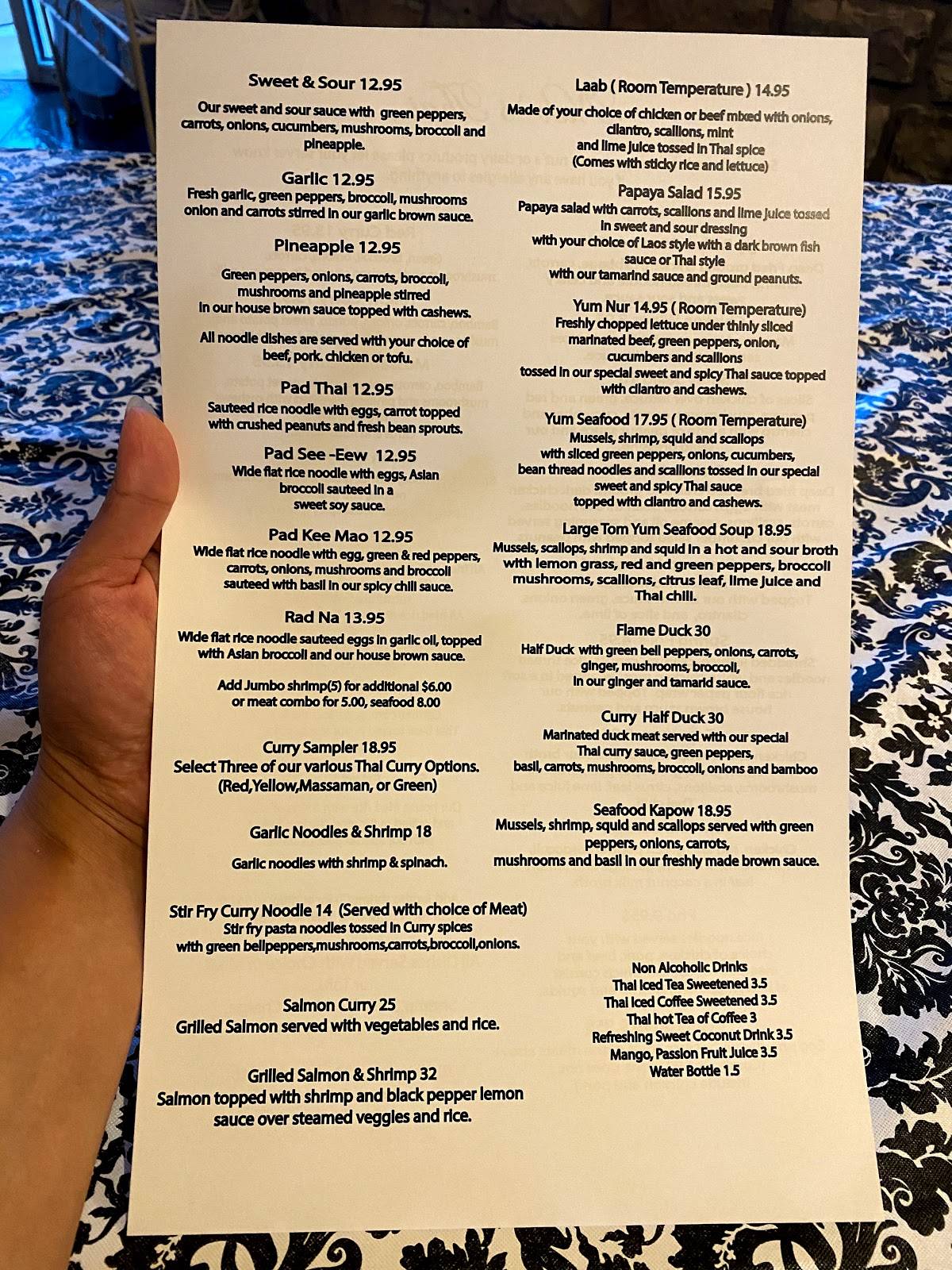 Menu at Nuk's Thai Cuisine restaurant, De Pere, 201 James St