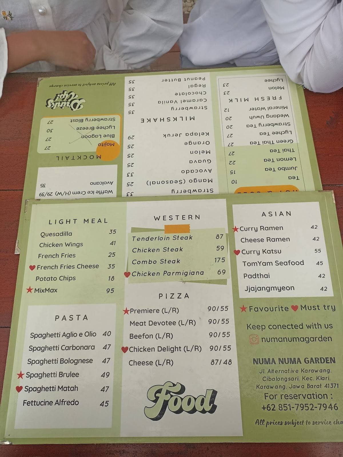 Menu at Numa Numa Garden restaurant, Karawang