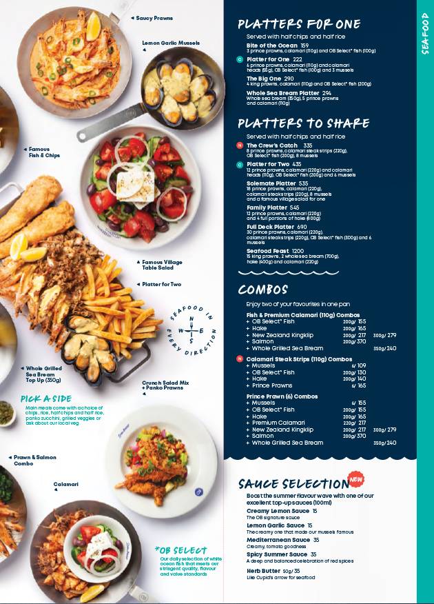 Menu at Ocean Basket Mall of the North restaurant, Polokwane, R81 Shop U101