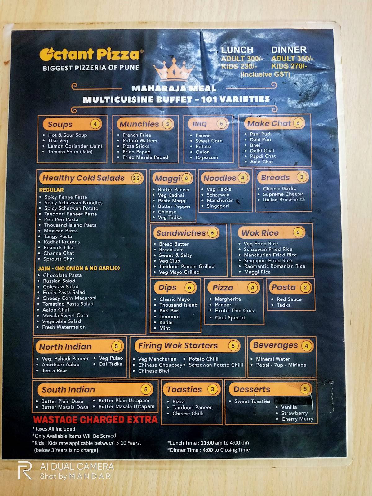 Menu at Octant Pizza, Deccan Mall, Pune, Pune