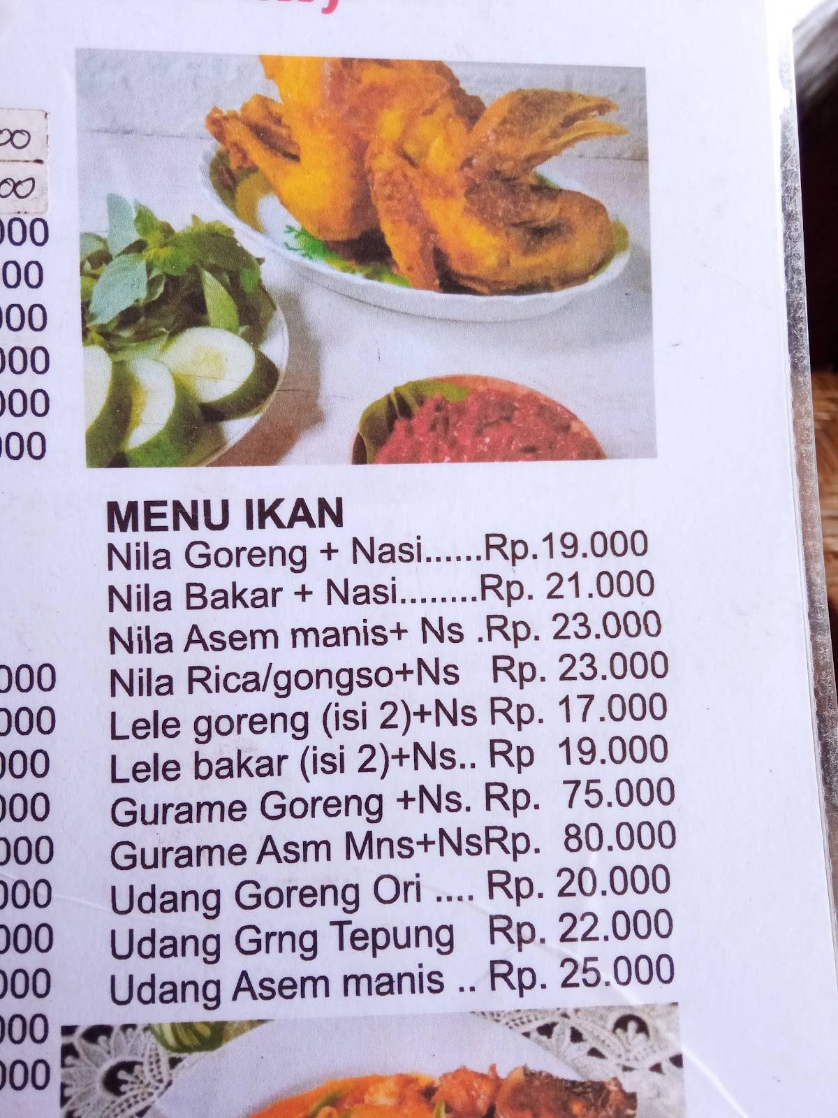 Menu at Omah Gecol restaurant, Tubokarto