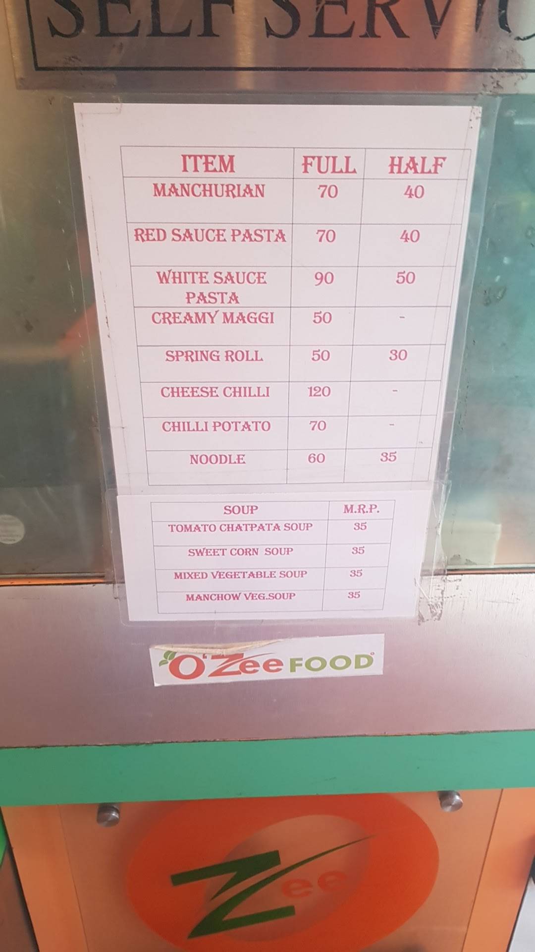 Menu at O'zee Food And Bakery, Naraingarh