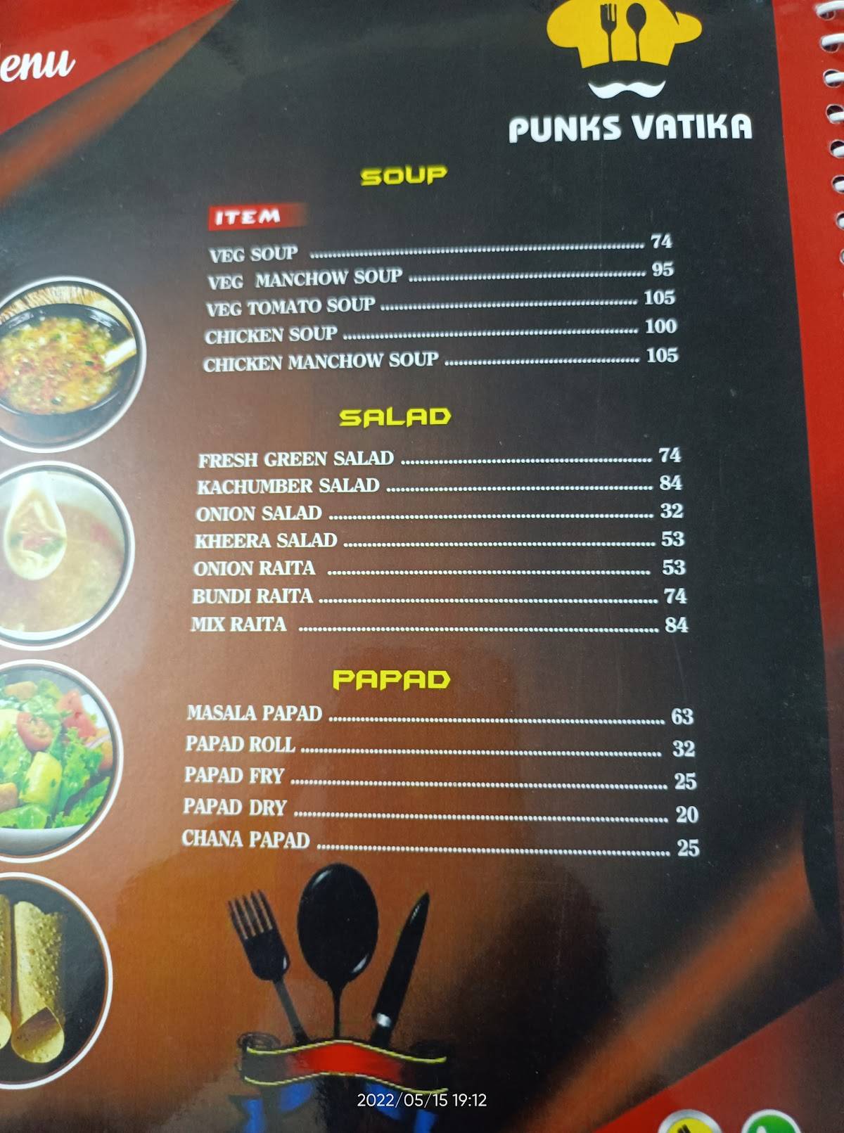 Menu at PUNKS VATIKA RESTAURANT & BAR, Baghmara