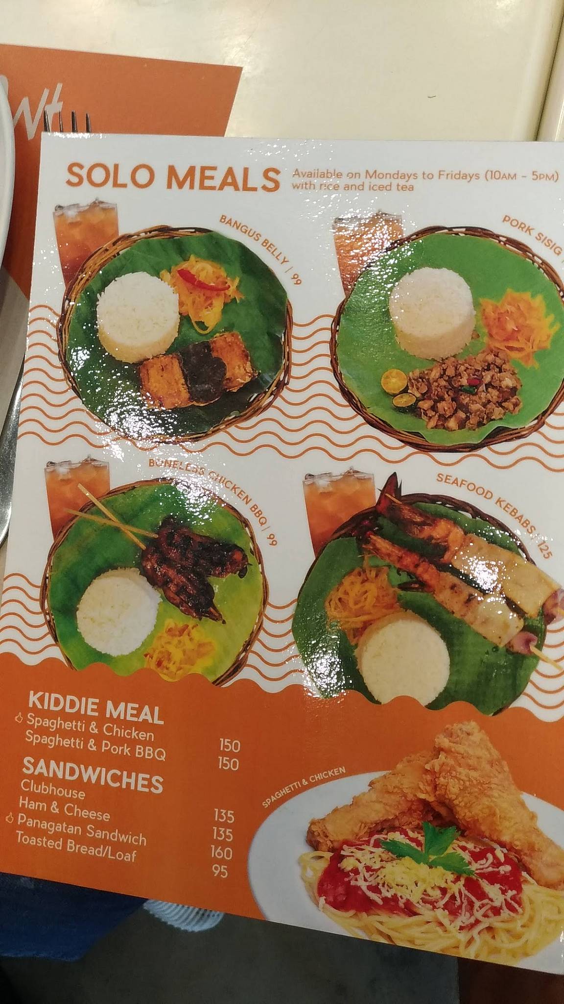 Menu at Panagatan restaurant, Cagayan de Oro, 5/F