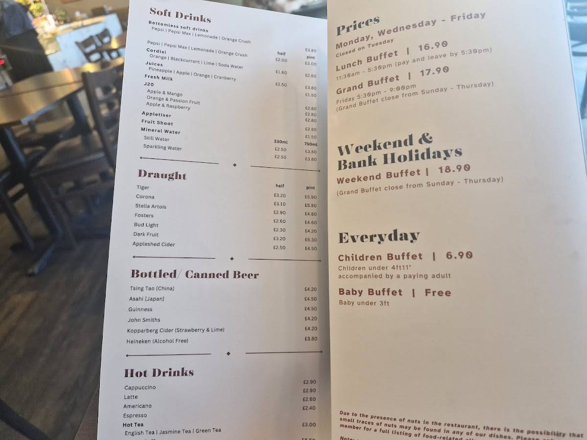 Menu at Panda Garden Buffet restaurant, Sunderland