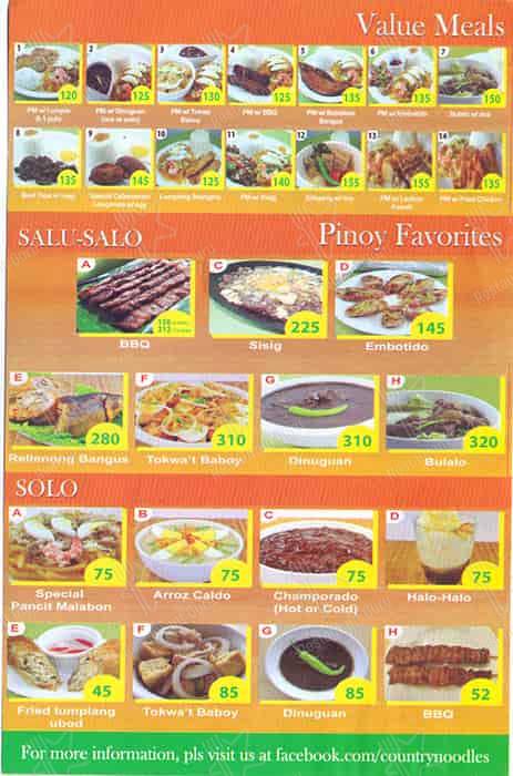 Menu at Pansit Malabon by Country Noodles, Pasig, Pioneer Center Supermart