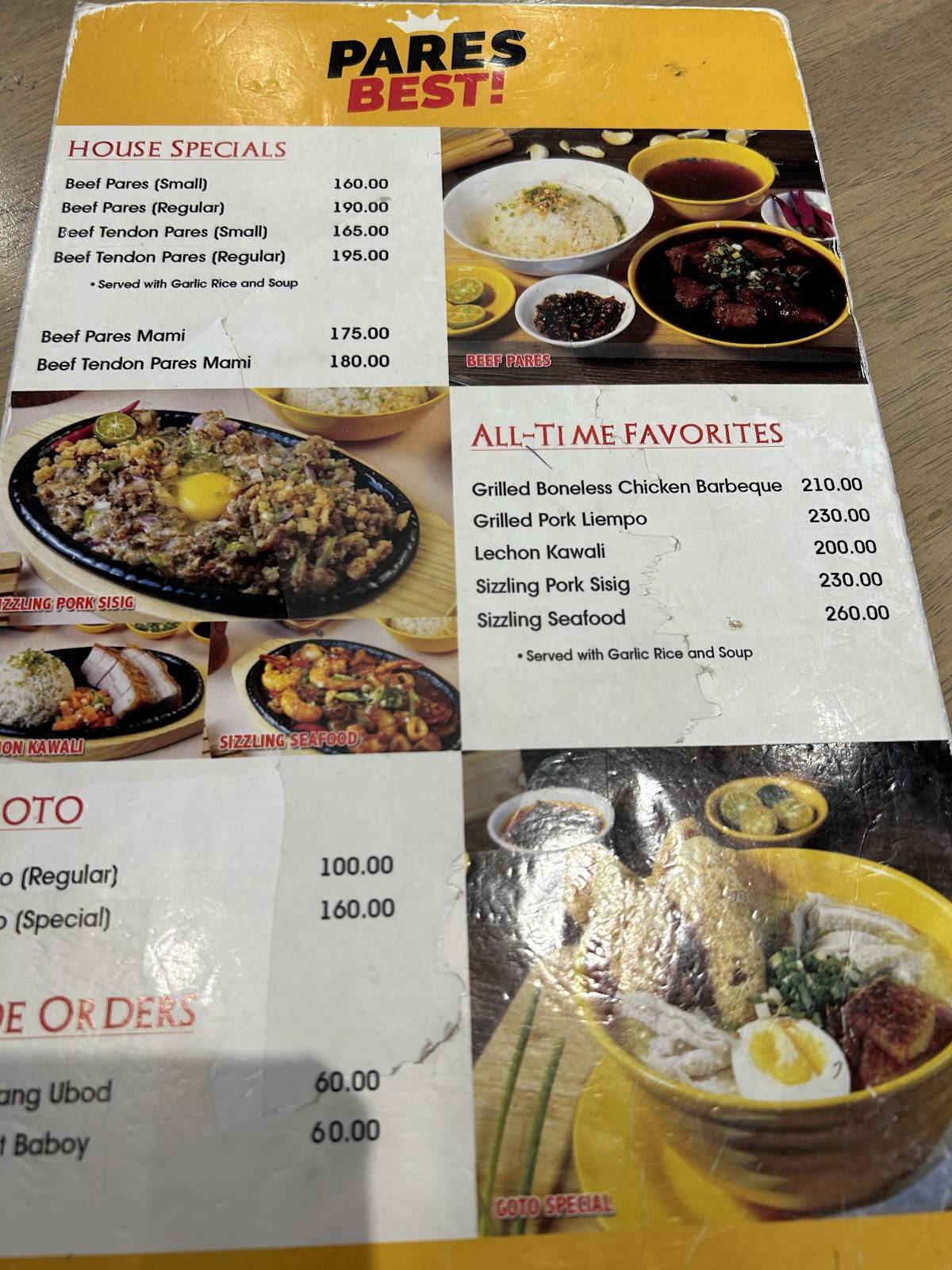 Menu at Pares Best! - Angono Branch restaurant, Angono