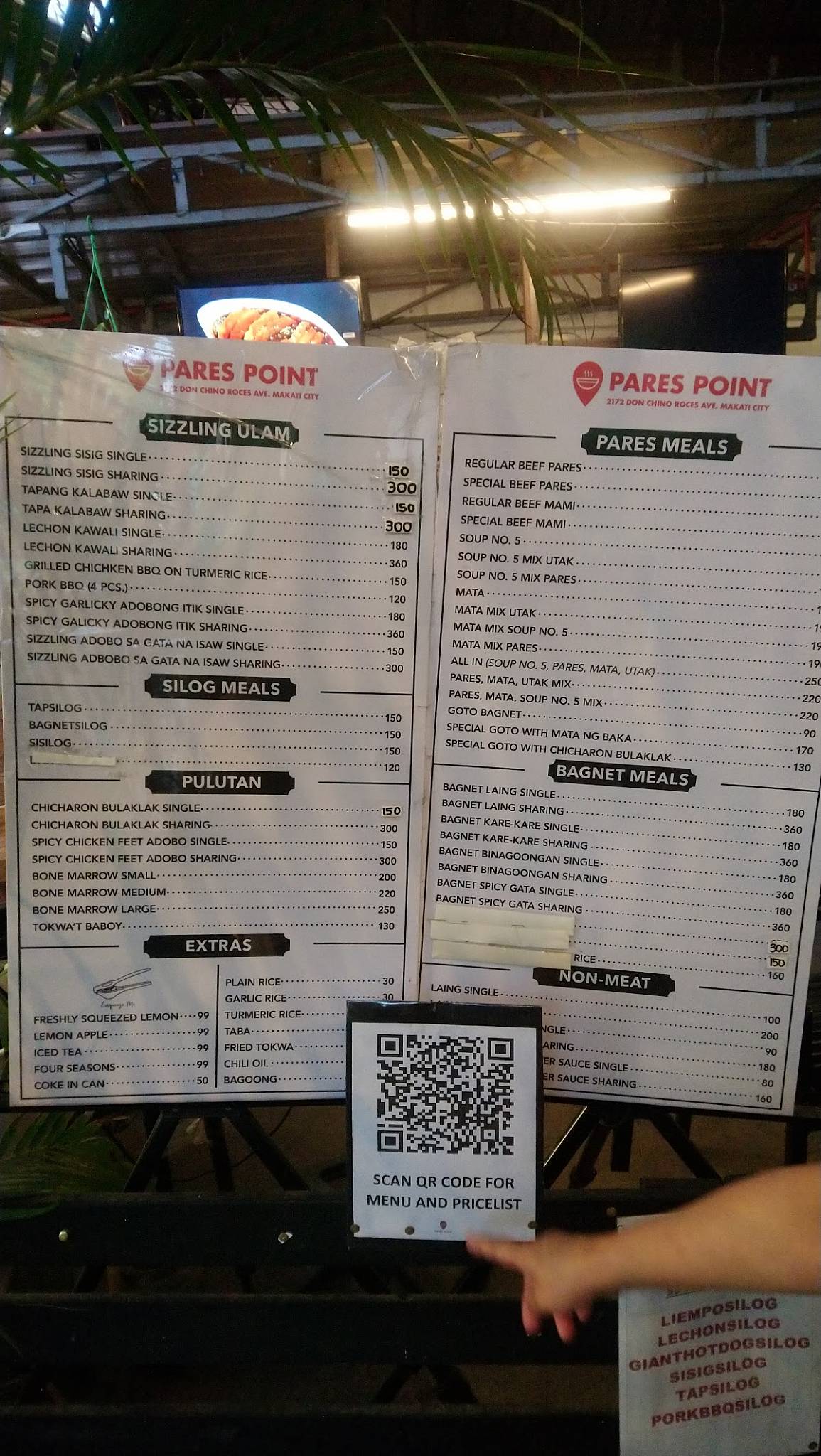 Menu at Pares Point Grill and Resto Bar, Makati