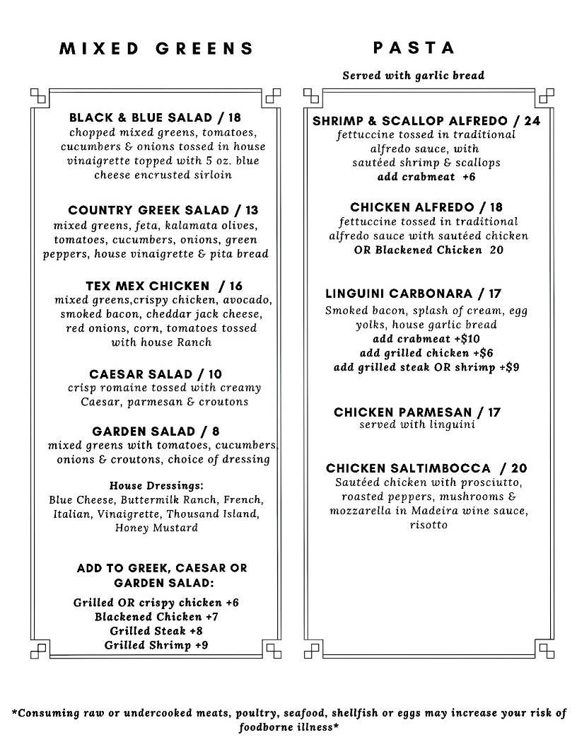 Menu at Peach Bottom Inn restaurant, Delta
