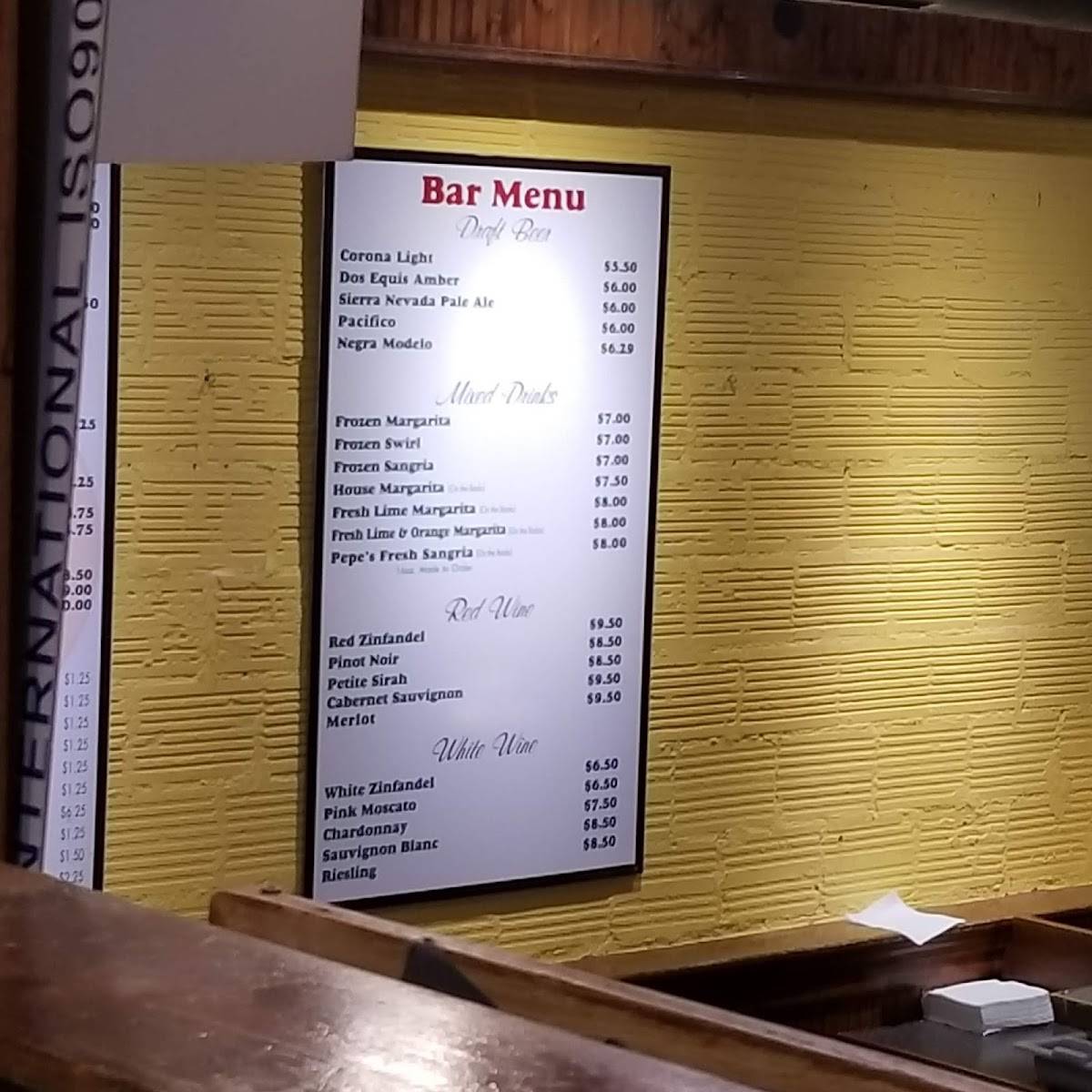 Menu at Pepe Delgados restaurant, Norman