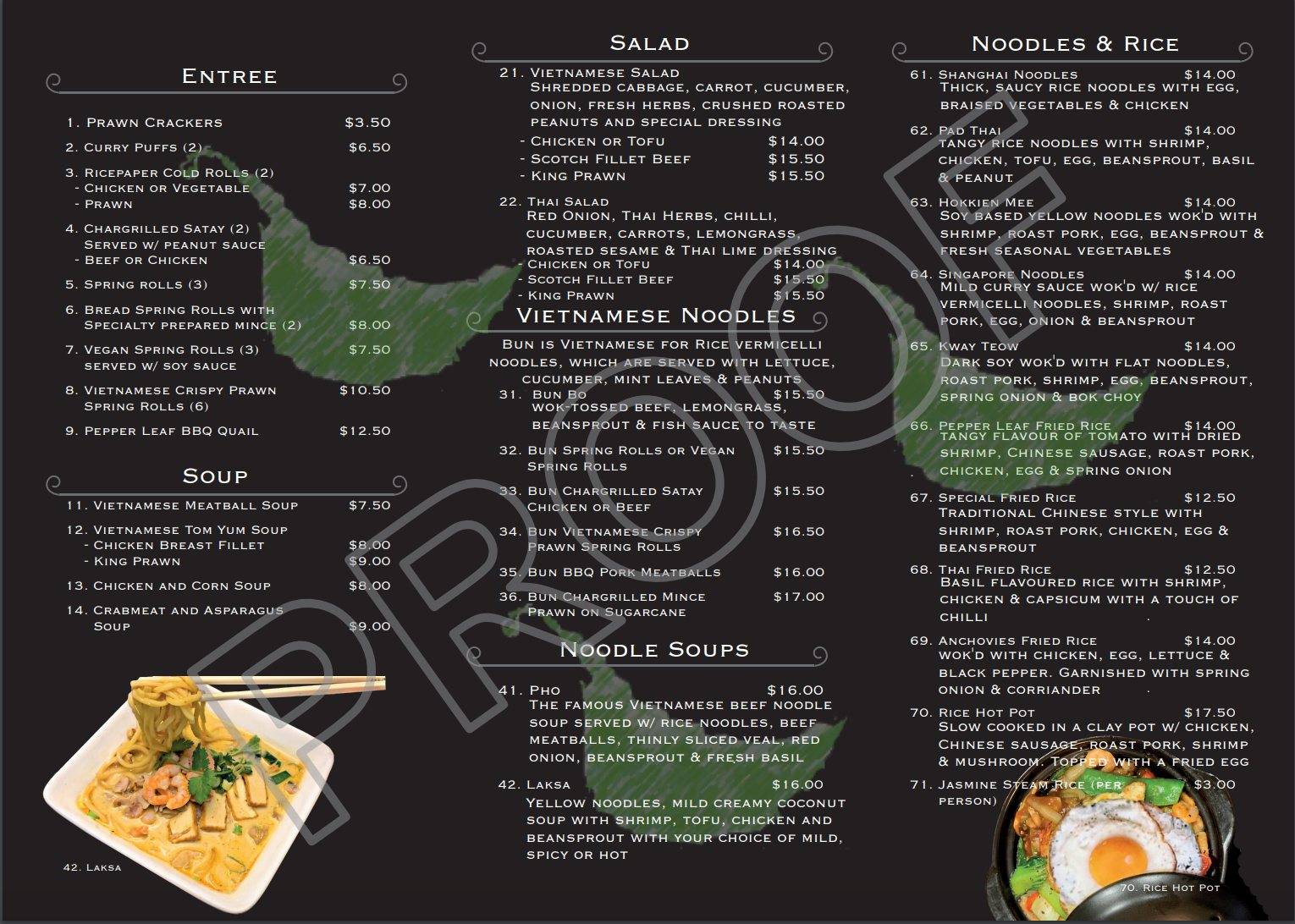 Menu at Pepper Leaf Innovative Asian Cuisine restaurant, Tea Tree Gully