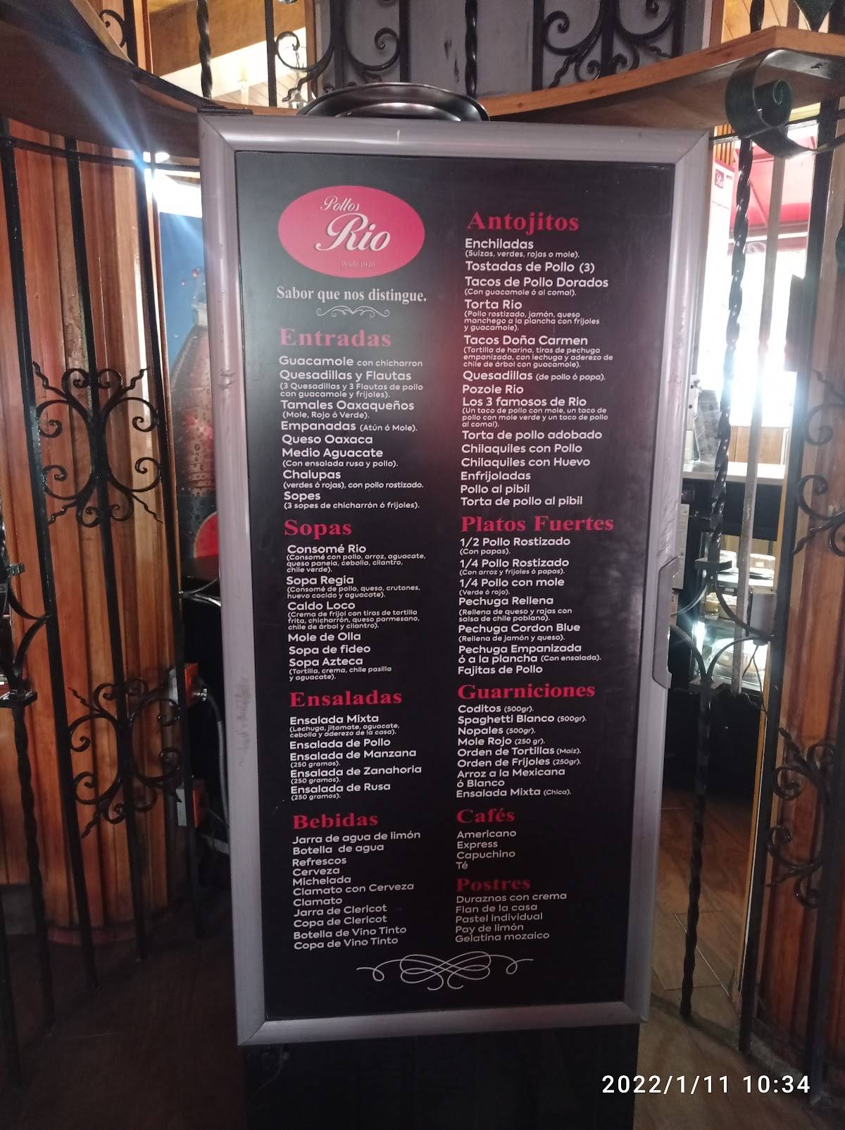 Menu at Pollos Río Gutenberg restaurant, Ciudad López Mateos, Gutenberg 16