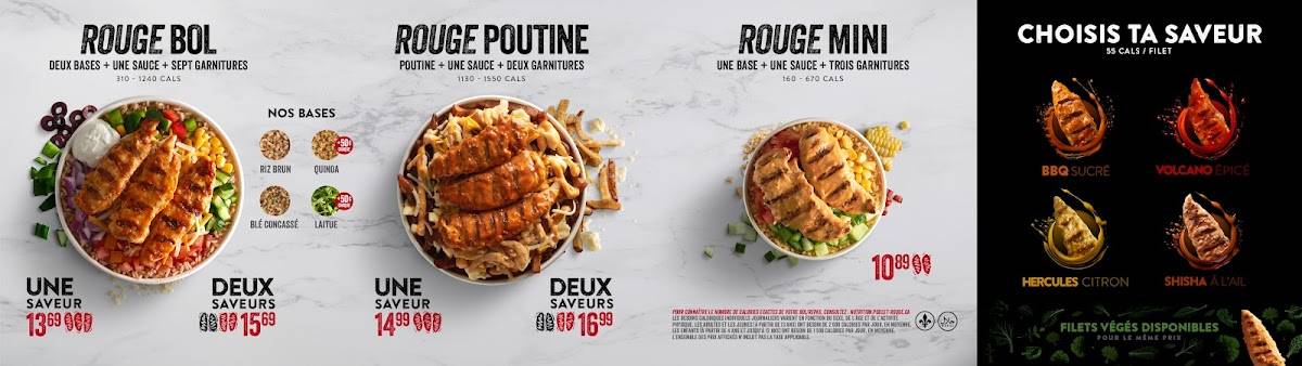 Menu au Poulet Rouge restaurant, Sherbrooke