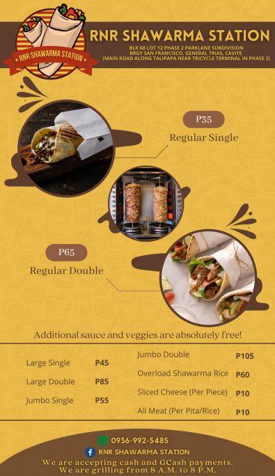 Menu at R N' R Shawarma Station restaurant, Imus