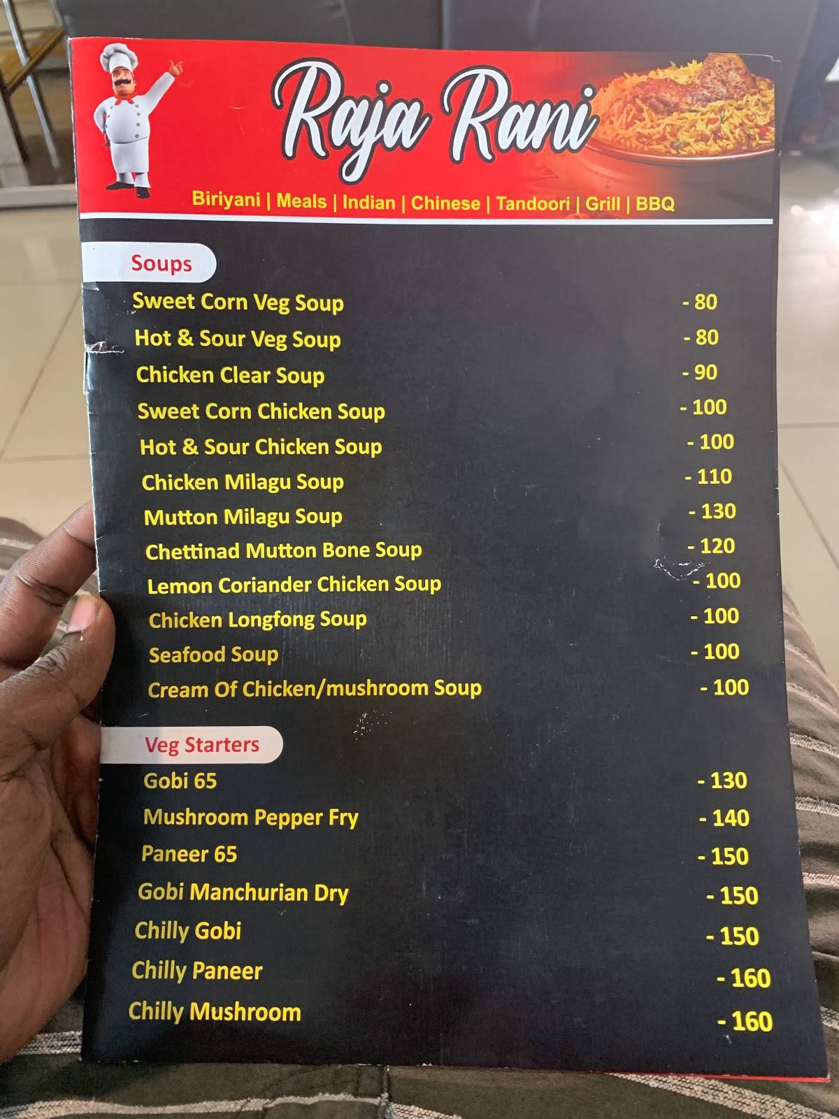 Menu at Raja Rani Family Restaurant A/C (Veg & Non Veg), Chennai