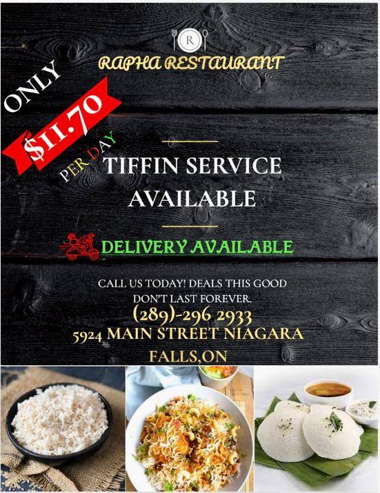 Menu au Rapha Kerala restaurant, Niagara Falls