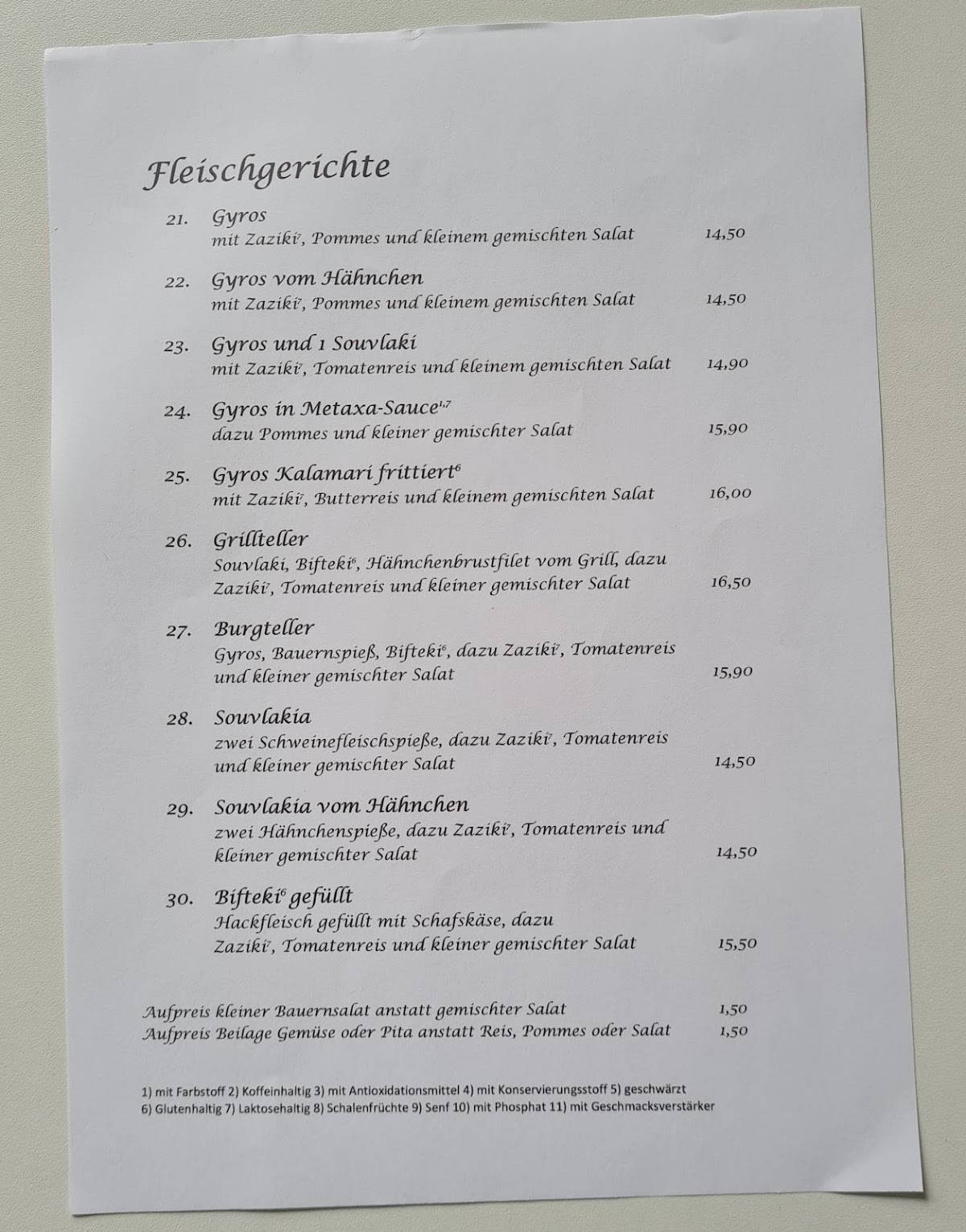 Speisekarte von Restaurant Burg Cafe, Zorneding
