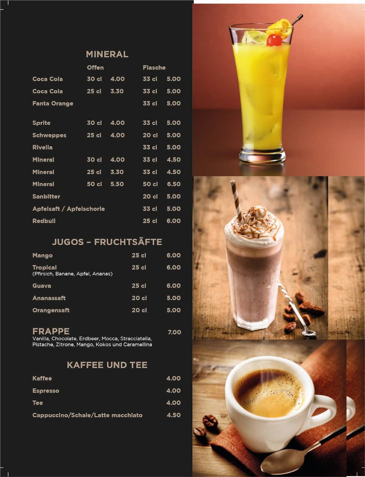 Menu da Restaurant El Mexicano Basel, Basilea