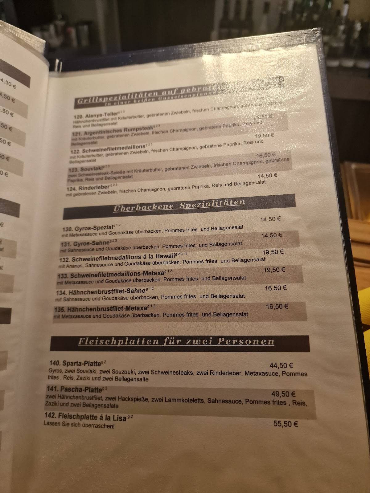 Speisekarte von Restaurant Lisa, Saterland