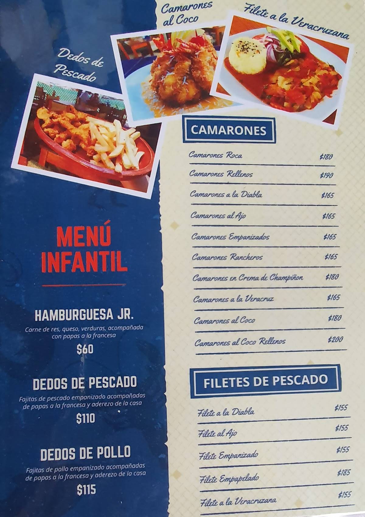 Carta de Restaurant Muelle De San Blas, Los Mochis