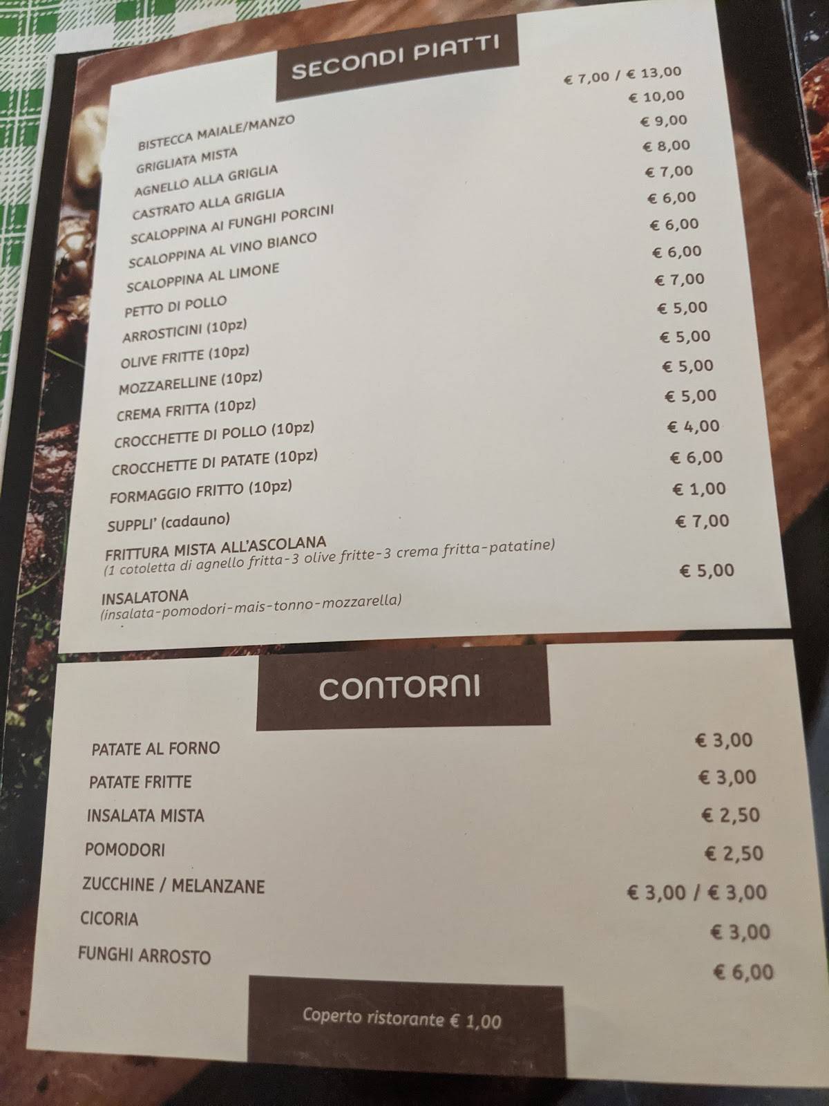 Menu da Ristorante Pizzeria Il Ponticello, Arquata del Tronto, Località ...