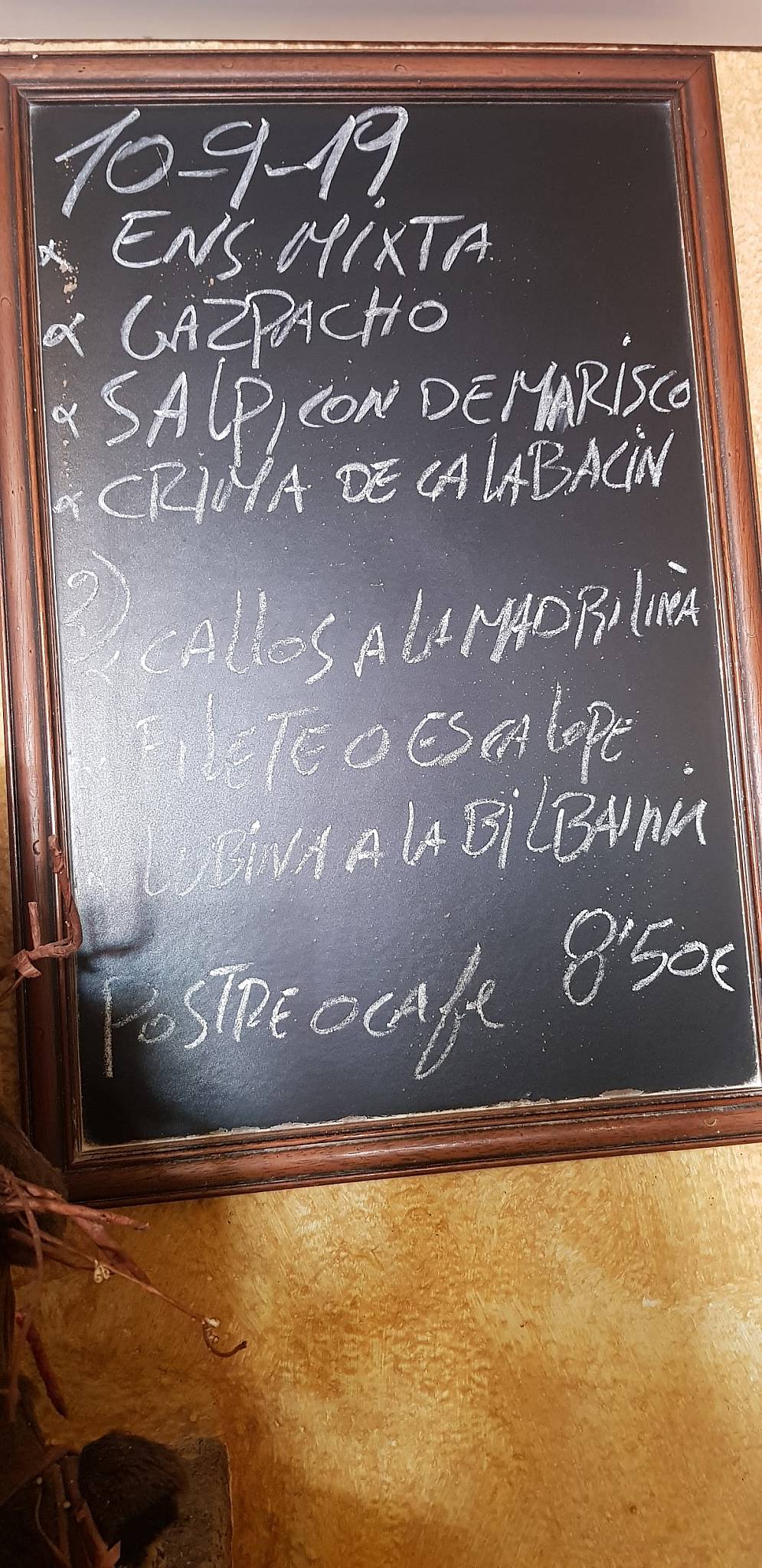 Carta de Restaurante Las Meigas, Villamantilla