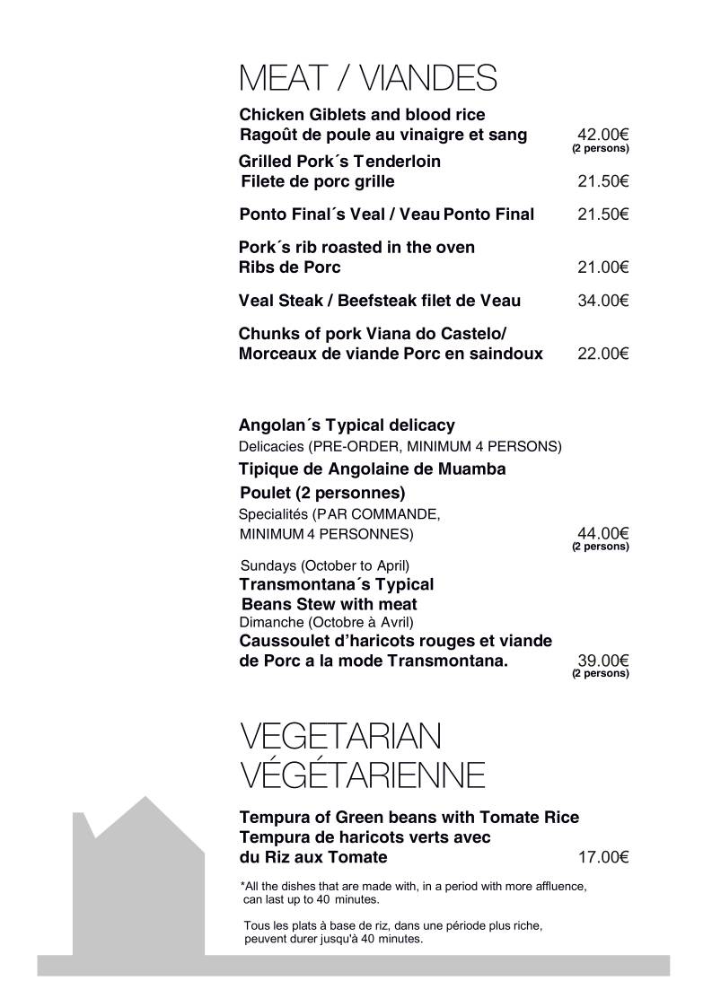 Menu at Restaurante Ponto Final, Almada