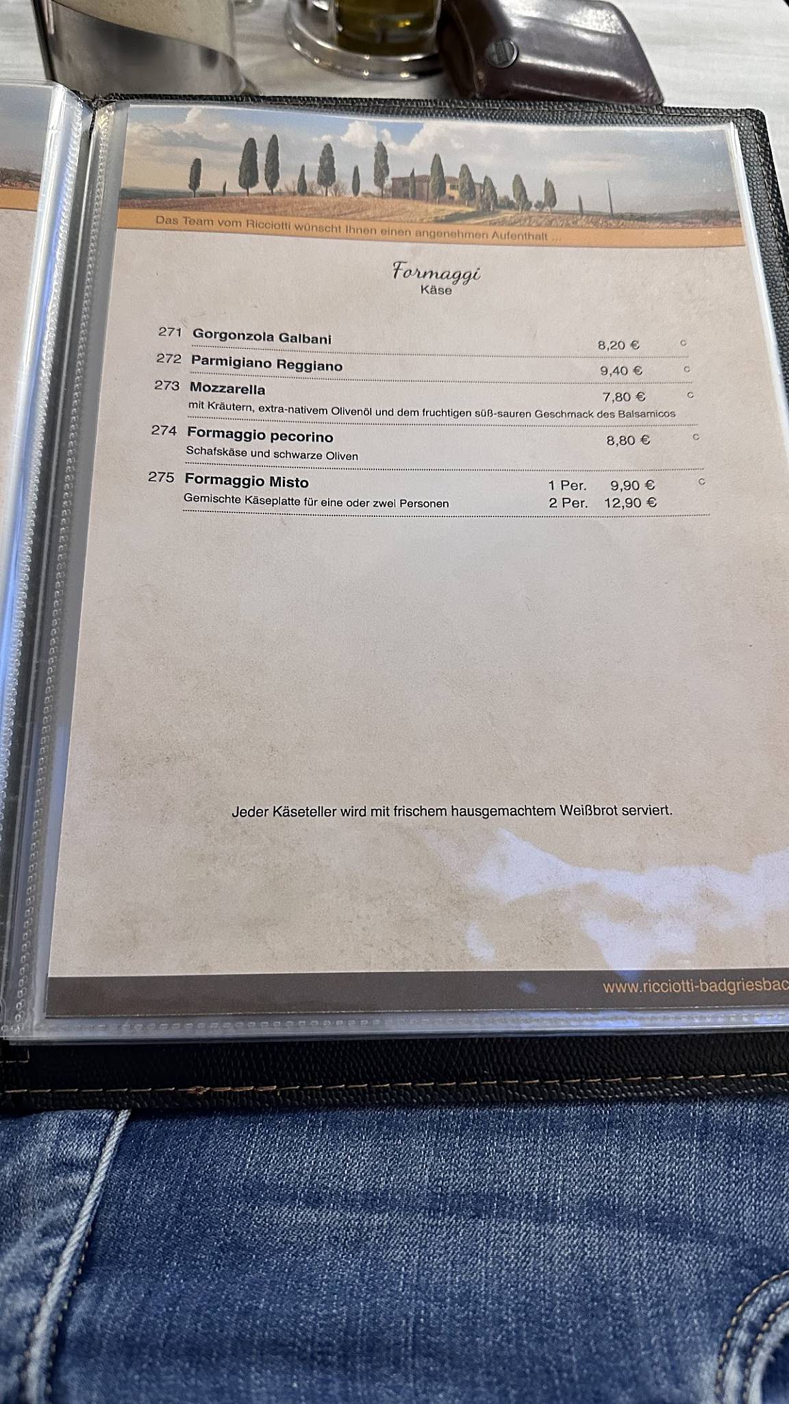Speisekarte von Restaurant Ricciotti da Anna, Bad Griesbach im Rottal