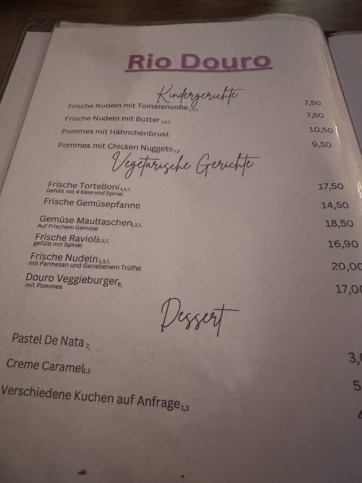 Speisekarte von Restaurant Rio Douro Portugiesisch Ess Bar, Meerbusch
