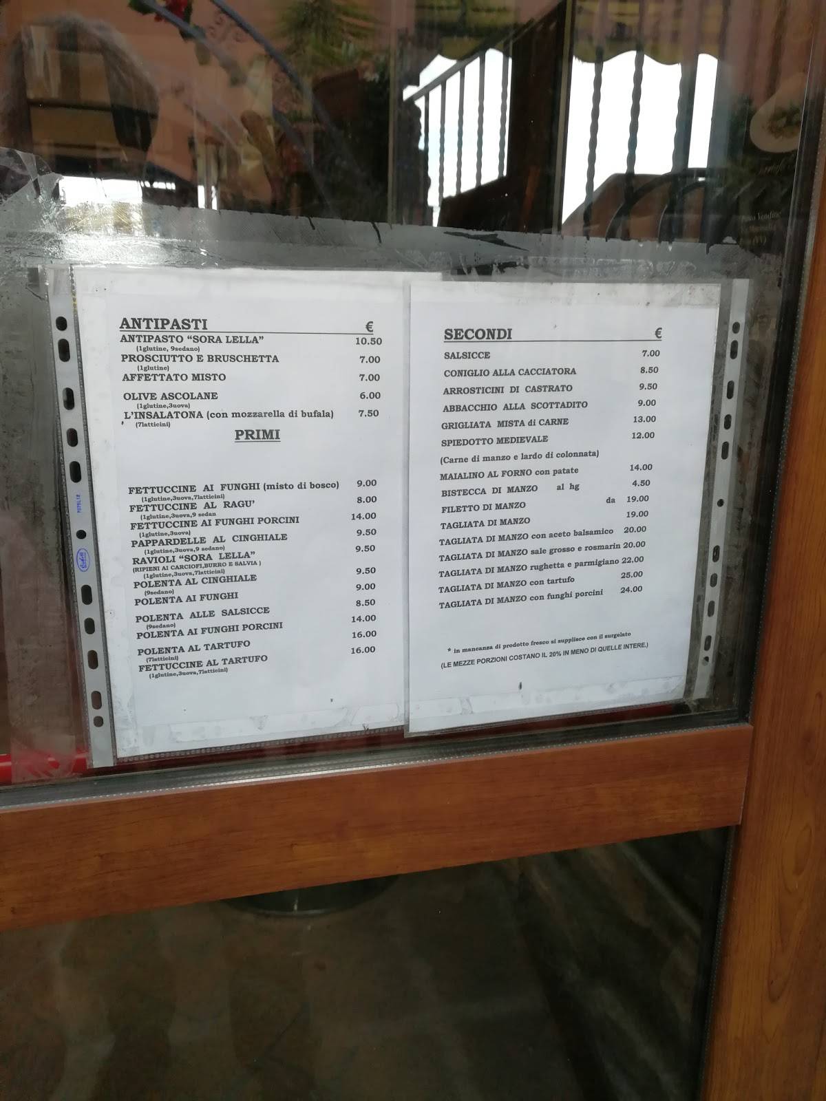 Speisekarte von Ristorante Sora Lella, Ceri