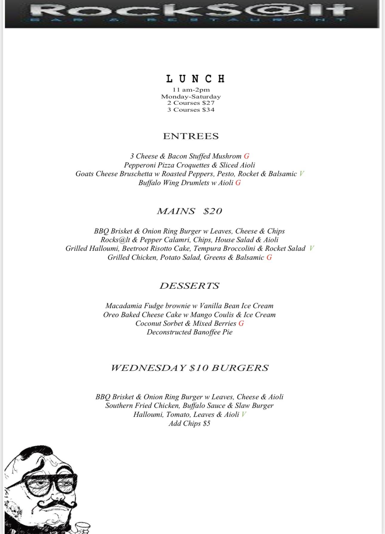 Menu at Rocksalt Bar & Restaurant, Gladstone Central