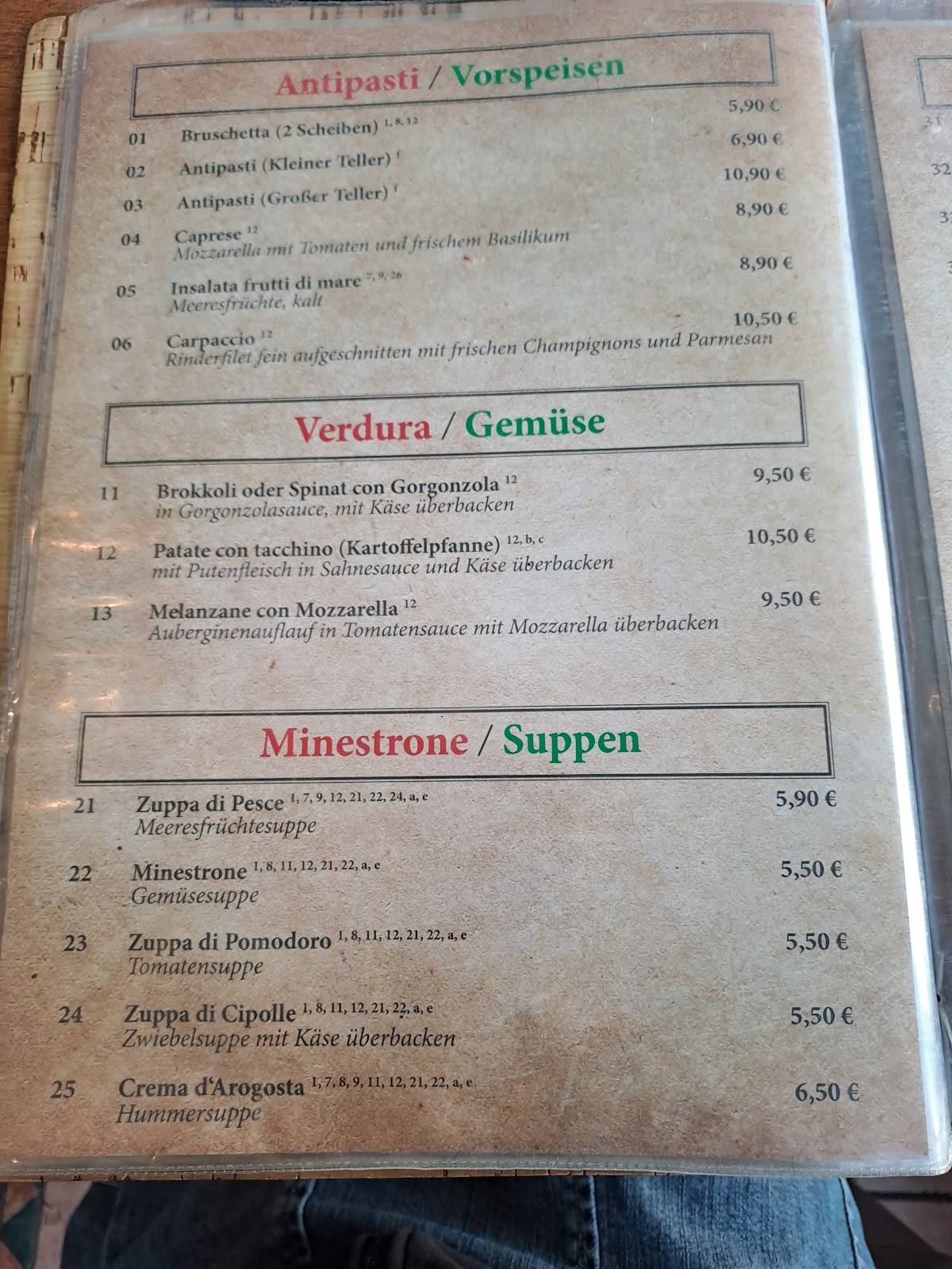 Menu at Restaurant Rondell, Hamburg, Schloßstraße 42