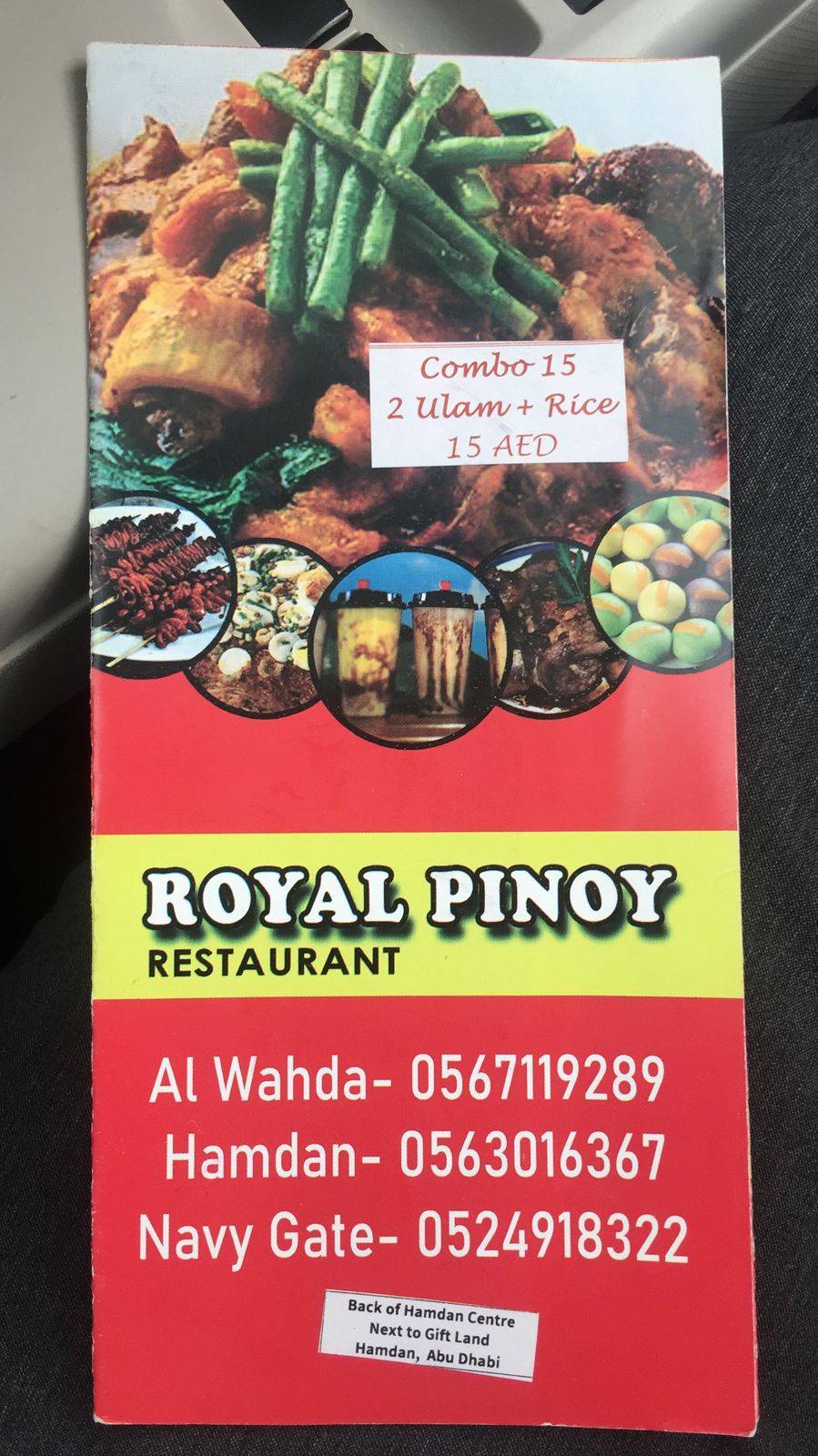 Menu at Royal Pinoy Restaurant - Hamdan Branch, Abu Dhabi