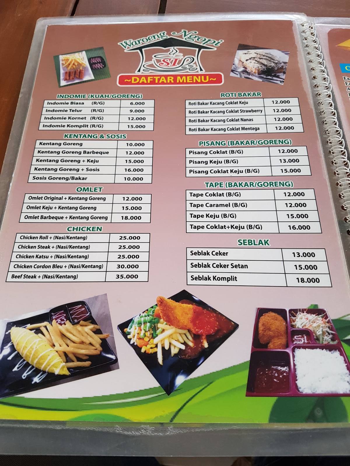 Menu at Rumah Makan Saung Ibu restaurant, Indonesia