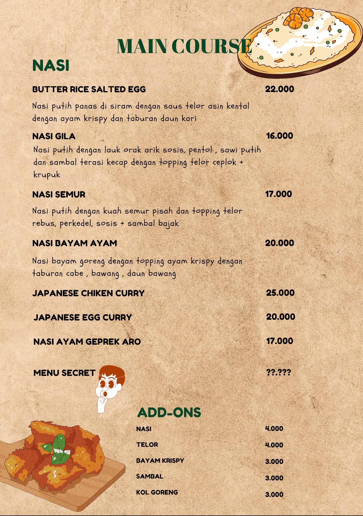 Menu at Rumah kayu aro, Batu