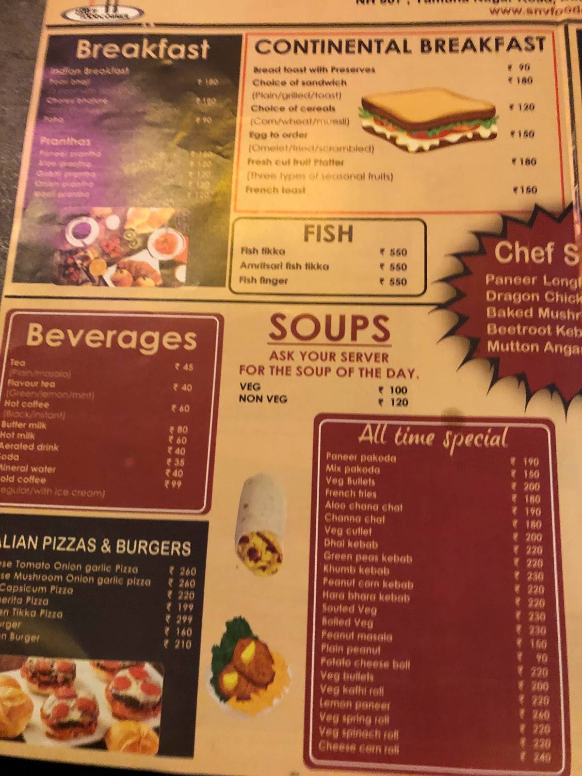 Menu at S'N'V Food Corner-Open Lawn Sitting/Food Corner/Multi Cuisine ...