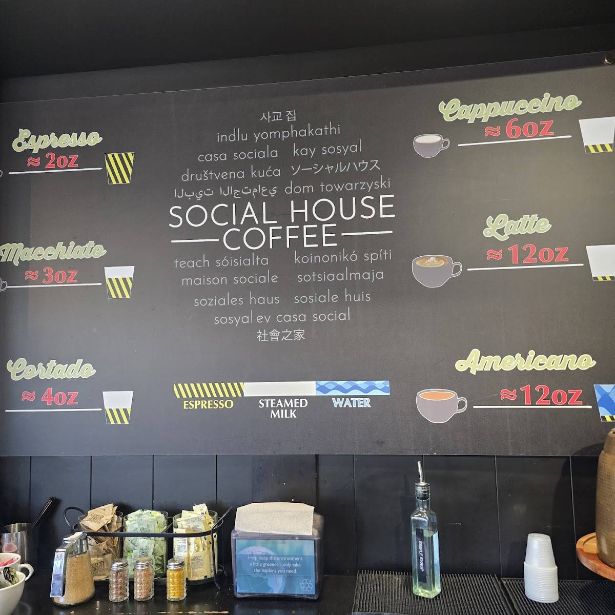 Menu at SOCIAL HOUSE COFFEE restaurant, Jacksonville