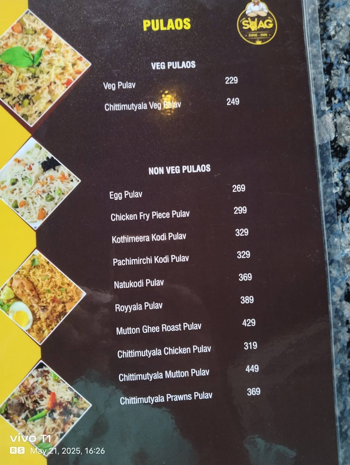 Menu at SWAG Dine In, Turkapally