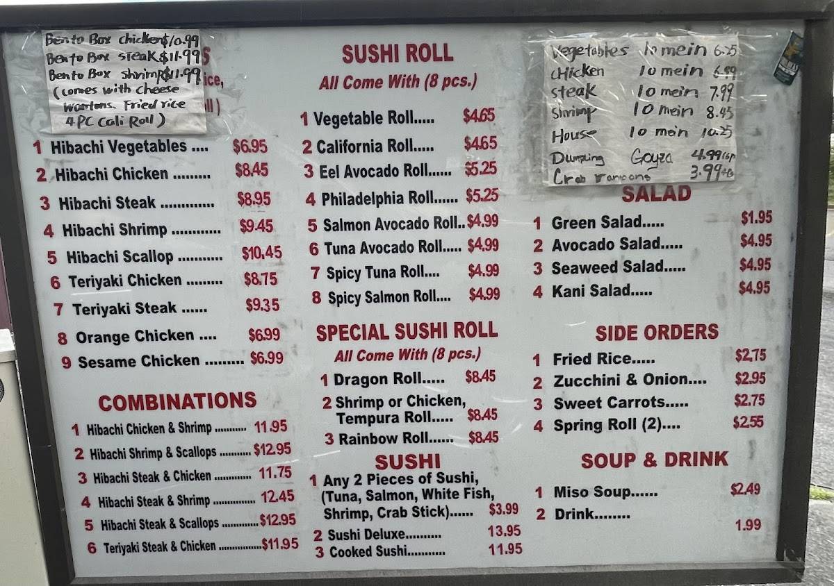 Menu at Sakura Express Japanese restaurant, Bristol
