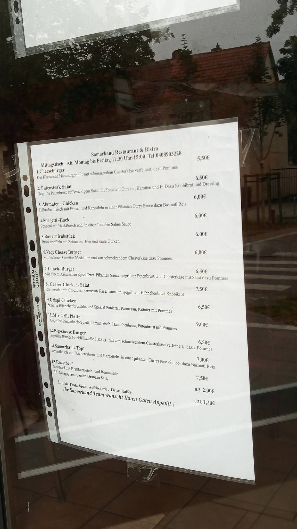 Speisekarte von Samarkand restaurant, Hamburg