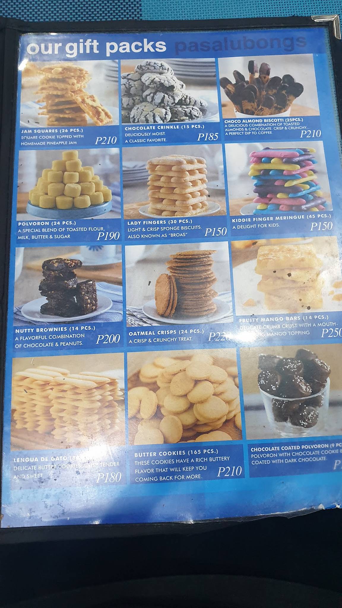Menu at Sans Rival restaurant, Cebu City, 8W36+CP6
