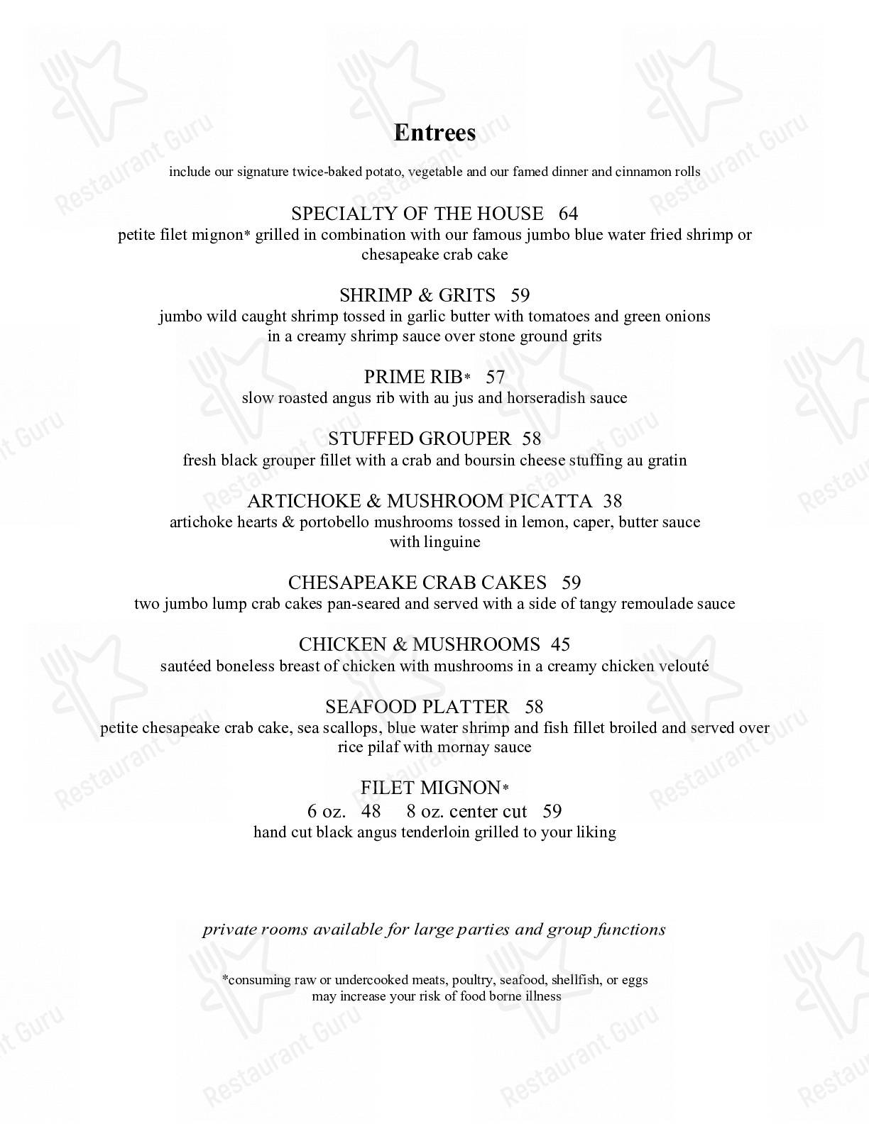 Menu at Seaboard Station Restaurant, Hamlet